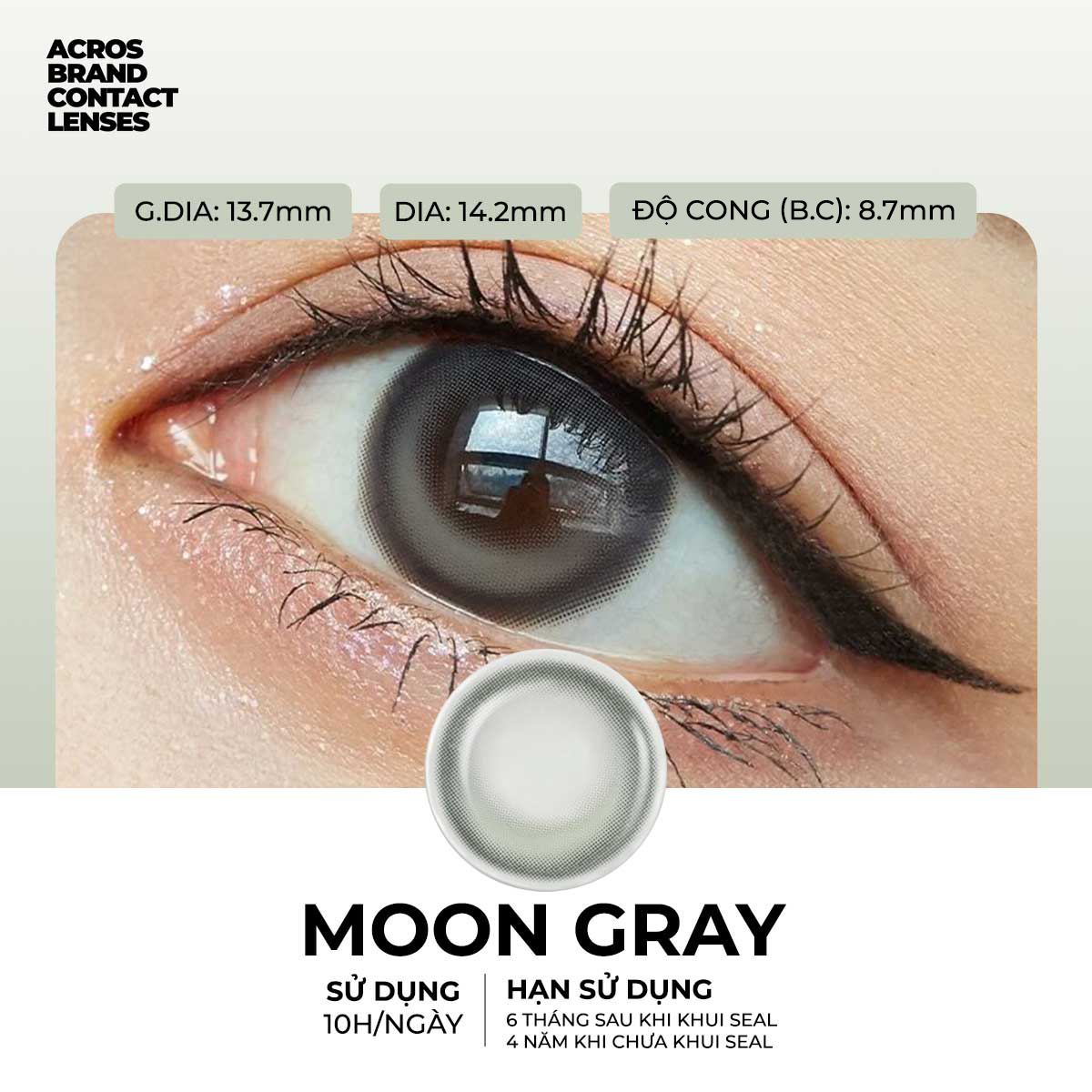 Moon Gray | Kính áp tròng ACROS cho người cận thị - an toàn, tự nhiên ...