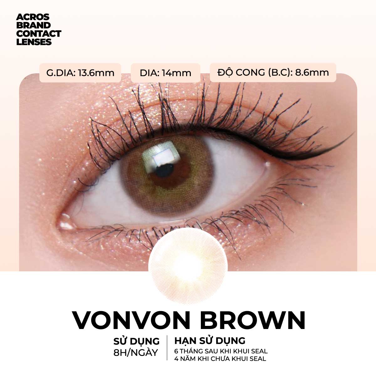 Vonvon Brown | Kính áp tròng cho người cận thị - an toàn, tự nhiên, chống khô mắt